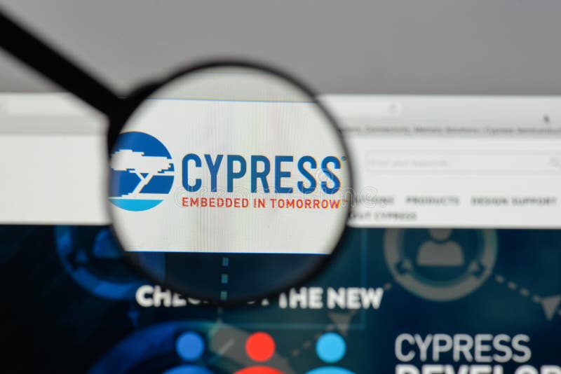 Milan, Italy - August 10, 2017: Cypress Semiconductor Logo on Th ...