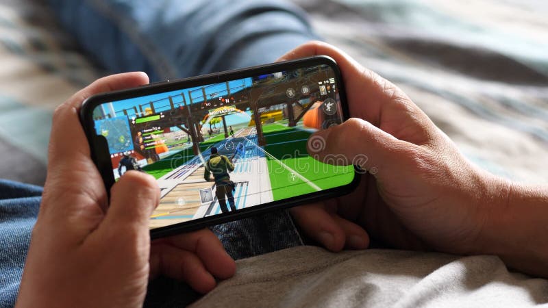 Milan, Italy - 1 August 2020: Playing Fortnite on the Iphone Editorial ...