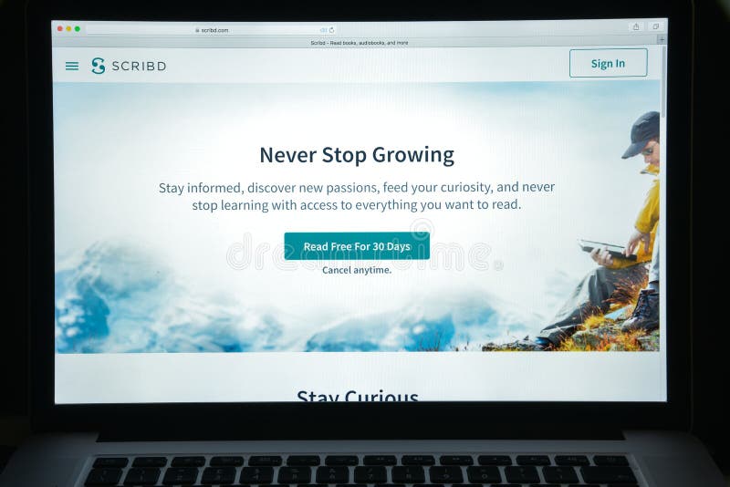 Milan, Italy - August 10, 2017: Scribd Website Homepage. it is a ...