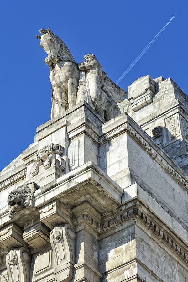 Milan, Italy, Central Station - Fascist Architecture Stock Photo ...