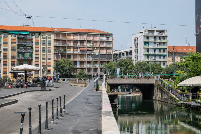 Milan, Italy - 30 June 2019: View of Darsena - Navigli Editorial ...