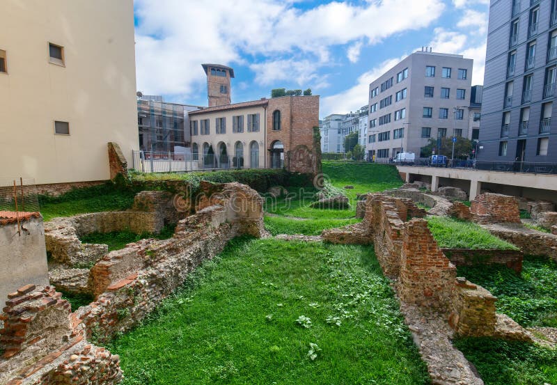 Ruins of the Roman Baths in Milan, Italy Editorial Photo - Image of ...