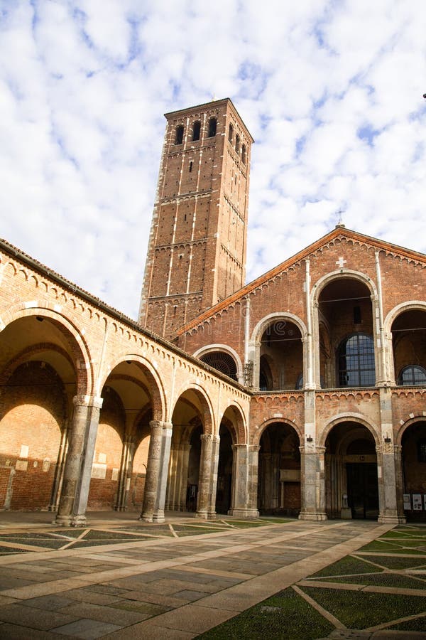 Saint Ambrogio Basilica In Romanesque Style - Milan Italy Stock Image ...