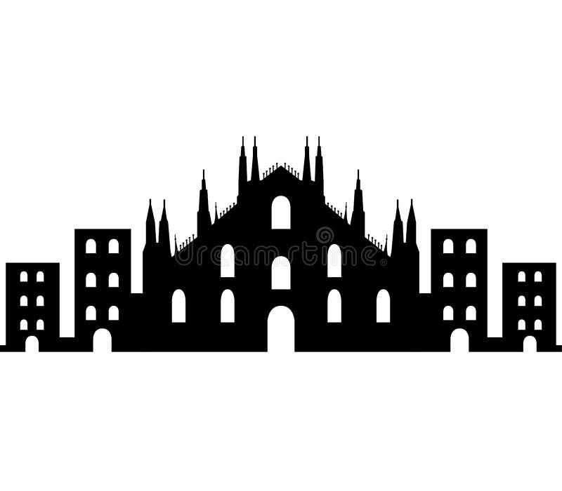 Milan Skyline Icon Illustrated in Vector on White Background Stock ...