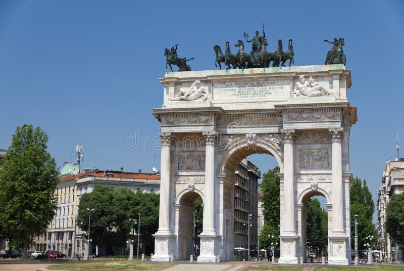 Milan triumphal arch stock photo. Image of triumphal - 23033656