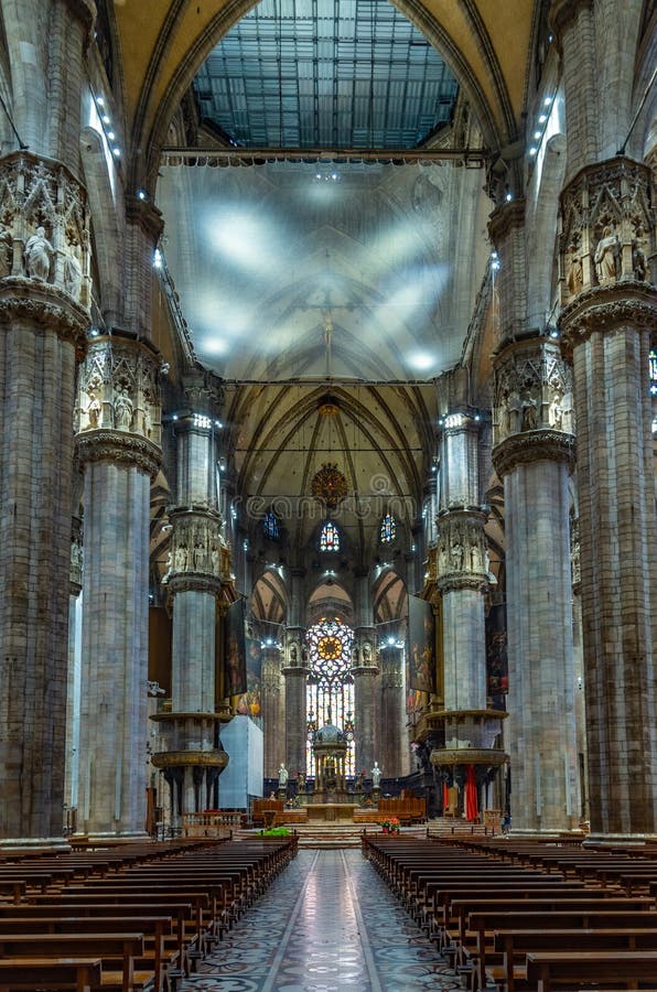MILANO, ITALY, JULY 19, 2019: Interior of Duomo Cathedral in Milano ...