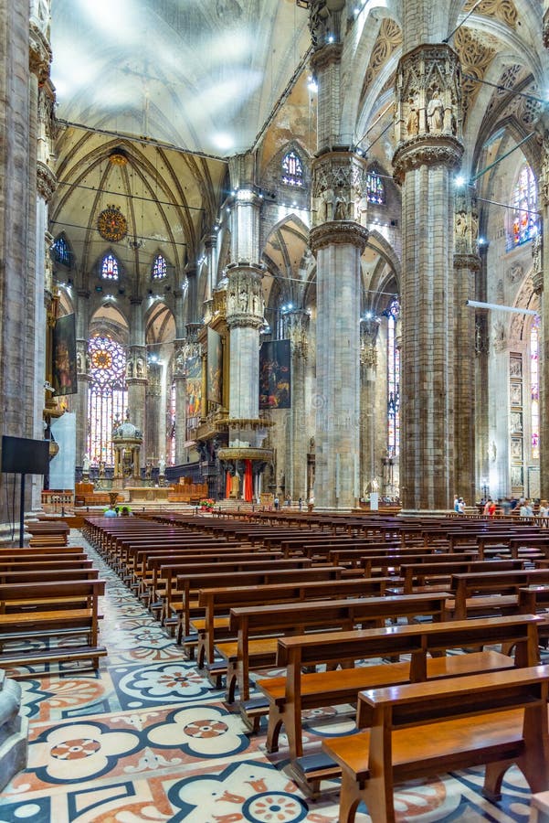 MILANO, ITALY, JULY 19, 2019: Interior of Duomo Cathedral in Milano ...