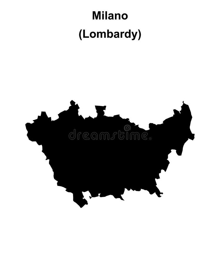 Milano outline map stock vector. Illustration of administrative - 385359846