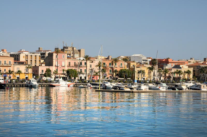 Milazzo Harbor Sicily with Ferry To Lipari Islands Italy Stock Image ...