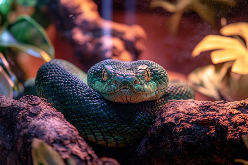 A Mildly Venomous Tree Snake Known As the Green Cat Snake. Stock Photo ...