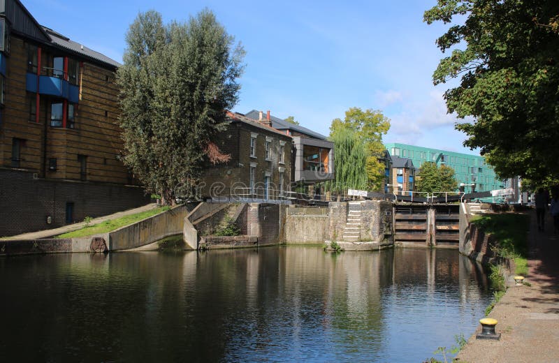 Mile End Lock Regent`s Canal Tower Hamlets London Stock Image - Image ...