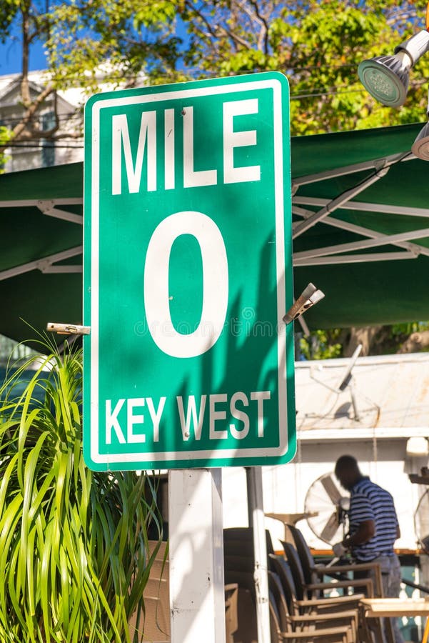 Mile Zero Key West Road Sign Surrounded by Vegetation Stock Image ...