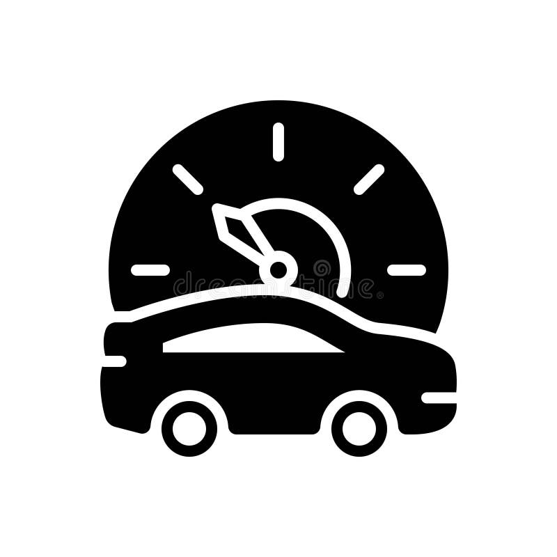 Black Solid Icon for Mileage, Speedometer and Accelerate Stock Vector ...