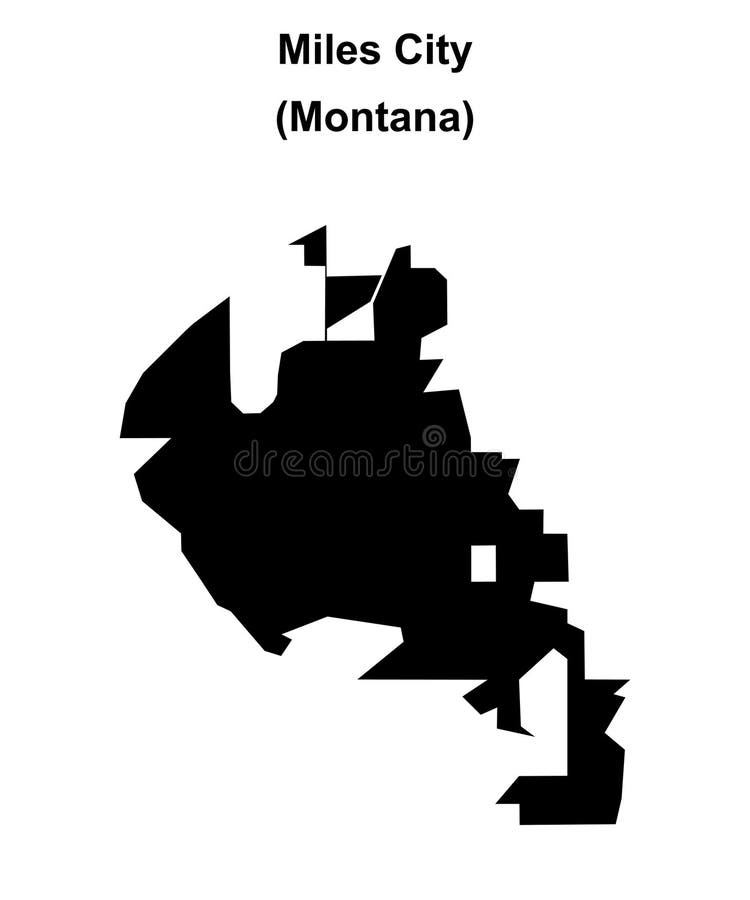 Miles City outline map stock vector. Illustration of template - 387466052
