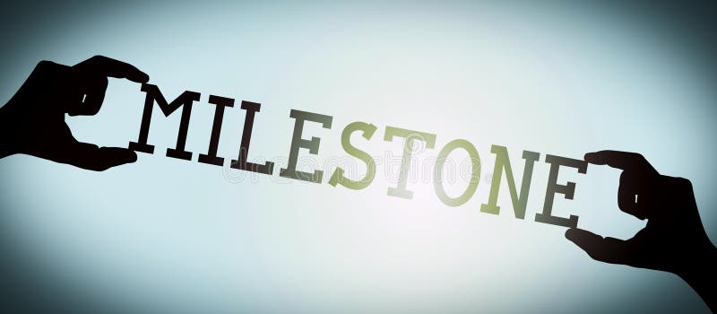 Milestone - Human Hands Holding Black Silhouette Word Stock ...