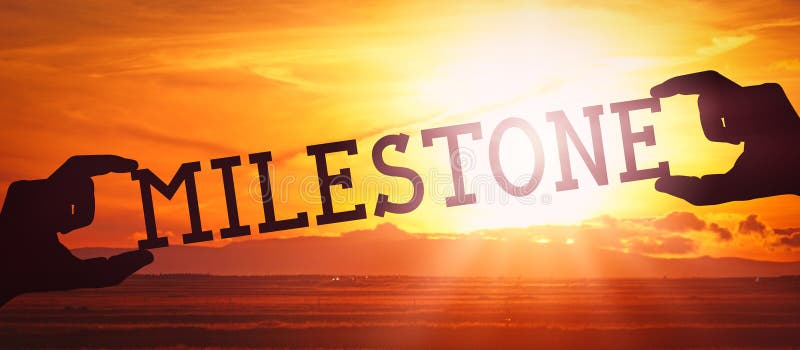 Milestone - Human Hands Holding Black Silhouette Word Stock Photo ...