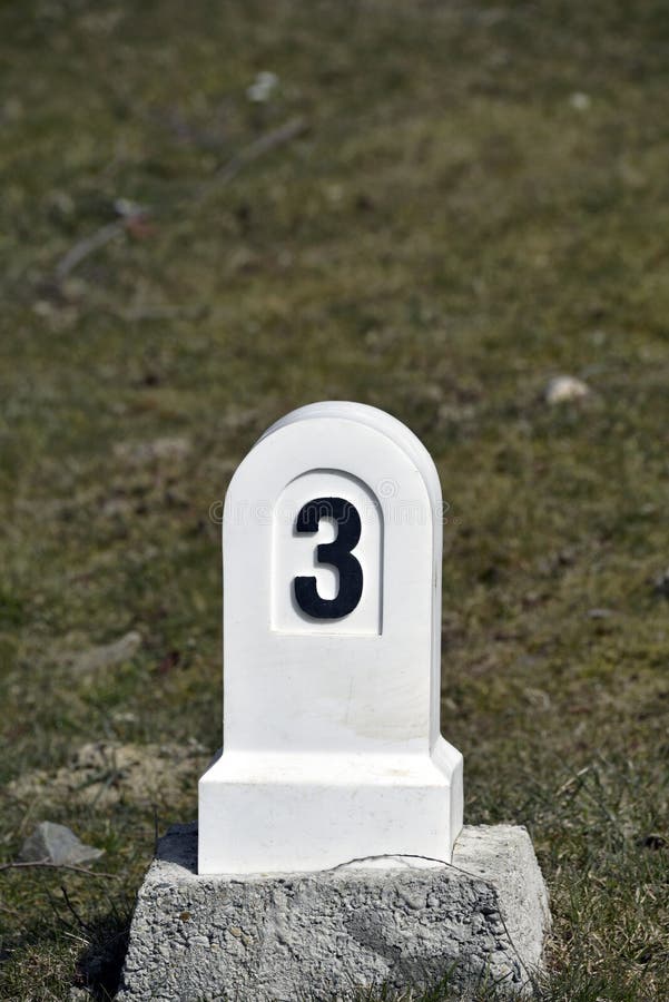 Milestone number three stock photo. Image of granite - 54665098