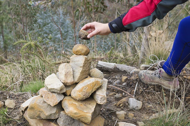Milestone stock photo. Image of mountain, landscape, person - 94318232
