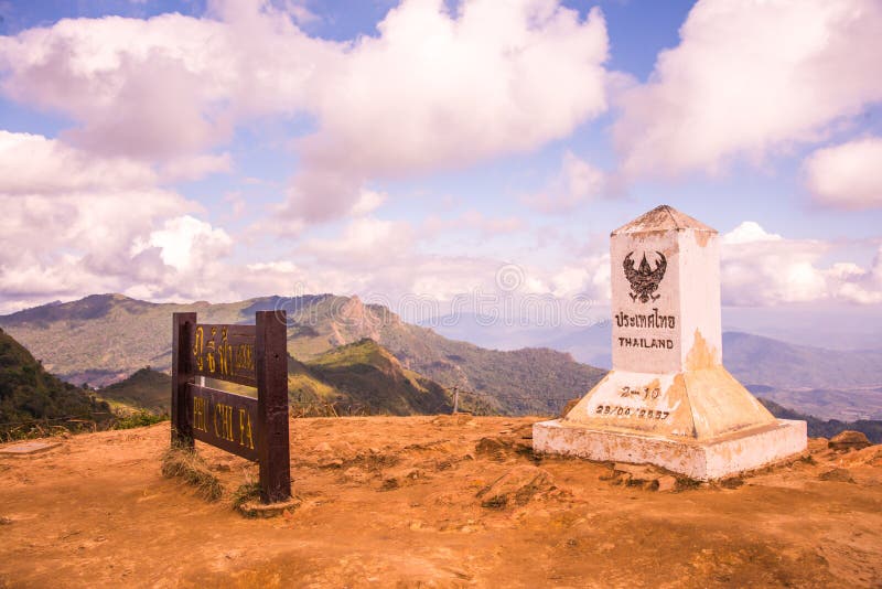 Milestone on Phu Chi Fa stock photo. Image of chee, countryside - 217760508