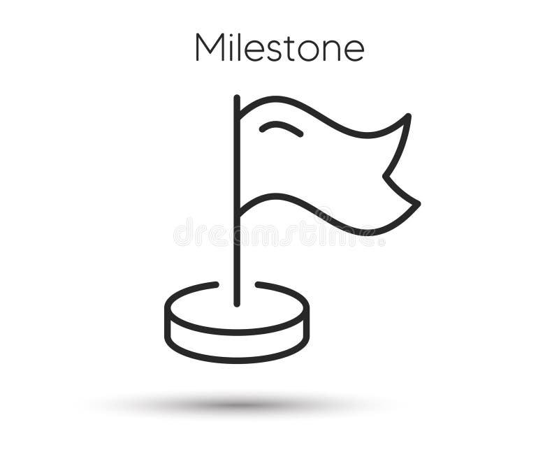 Milestone Pin Line Icon. Flag Location Pointer Sign. Pennant with Flag ...