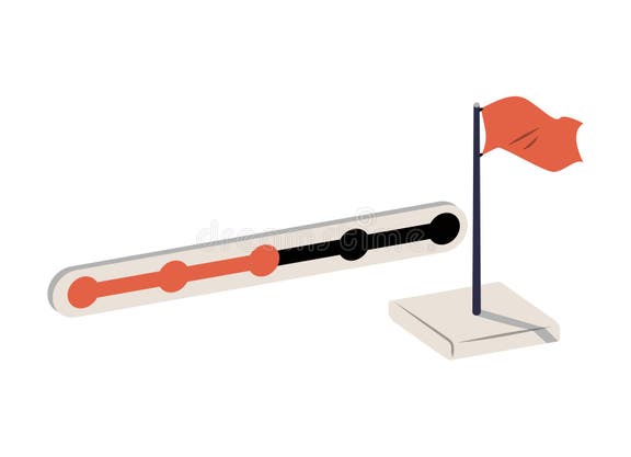 Milestone Progress Tracker with Goal Flag in Flat Vector Illustration ...