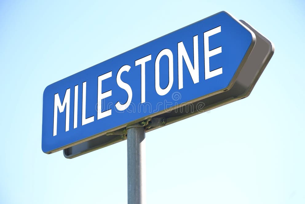 Milestone - Blue Signpost, Sky Stock Photo - Image of company, future ...