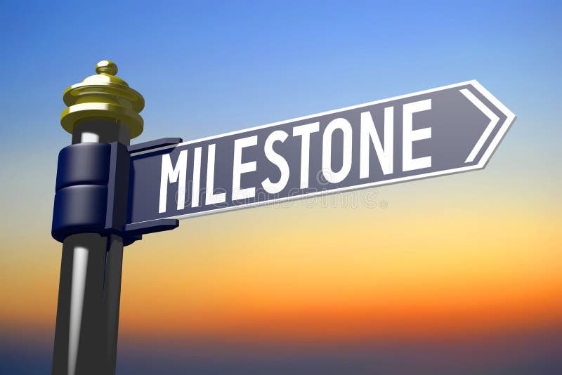 Milestone - Signpost with White Arrow, Sky Stock Illustration ...