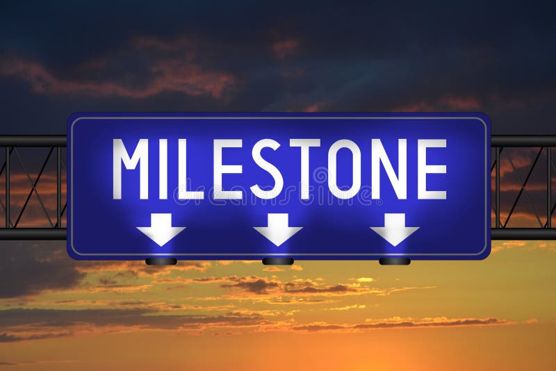 Milestone - Blue Signpost, Sky Stock Photo - Image of company, future ...