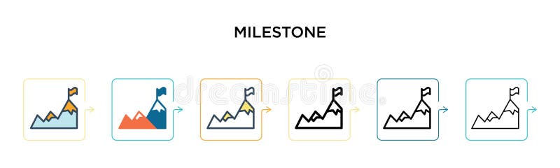 Milestone Vector Icon in 6 Different Modern Styles. Black, Two Colored ...
