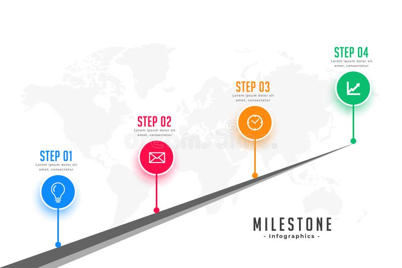 Milestone Workflow Map Layout with Four Step Plan Stock Vector ...
