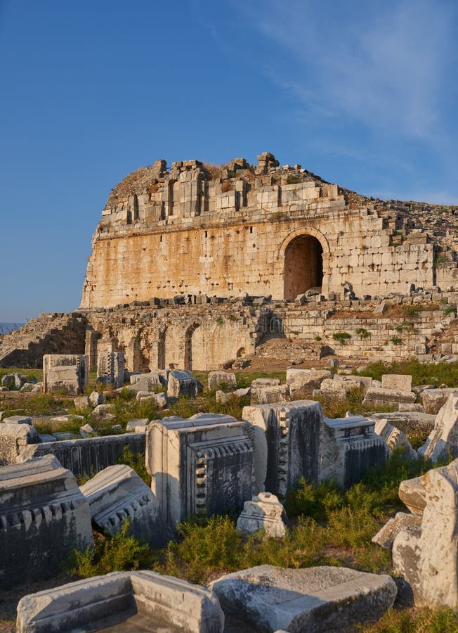 Miletus Ancient City Amphitheater, Turkey Stock Photo - Image of small ...