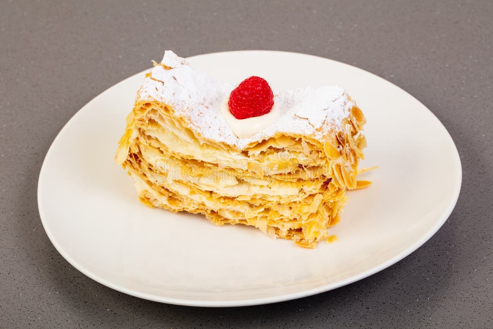 Milfey cake with cream stock image. Image of pastry - 128066797