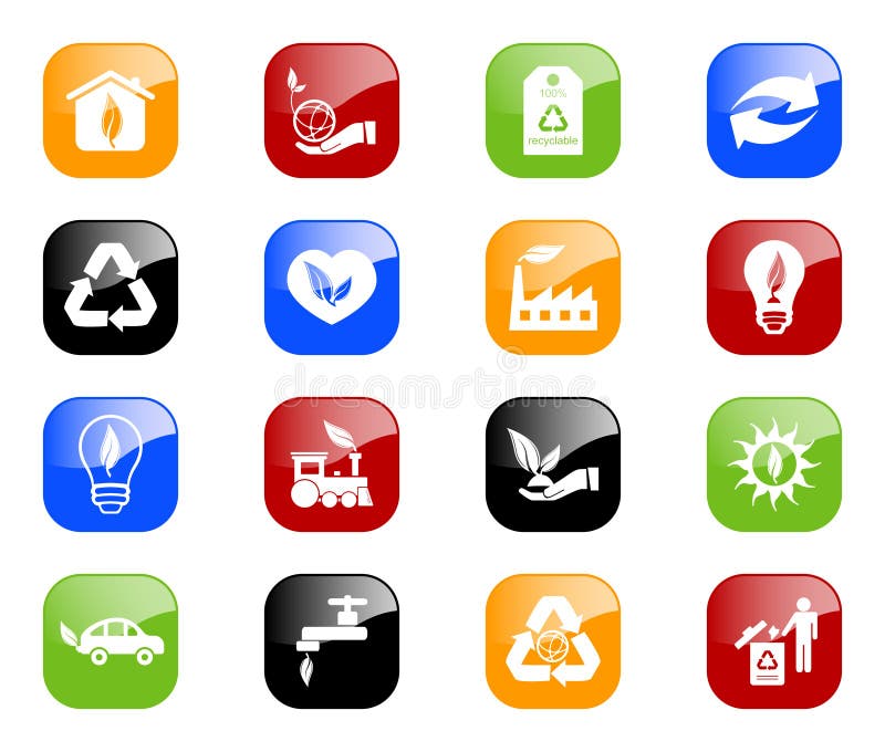 Milieu Pictogrammen - Kleurenreeks Vector Illustratie - Illustratie ...