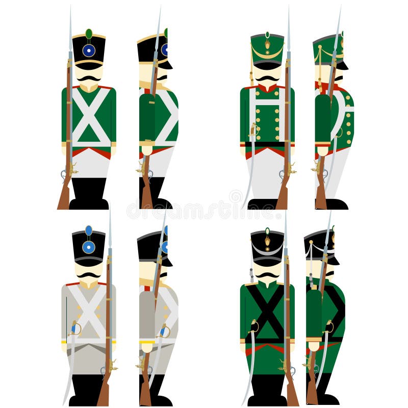 Militair Uniformen Russisch Leger in 1812-4 Vector Illustratie ...