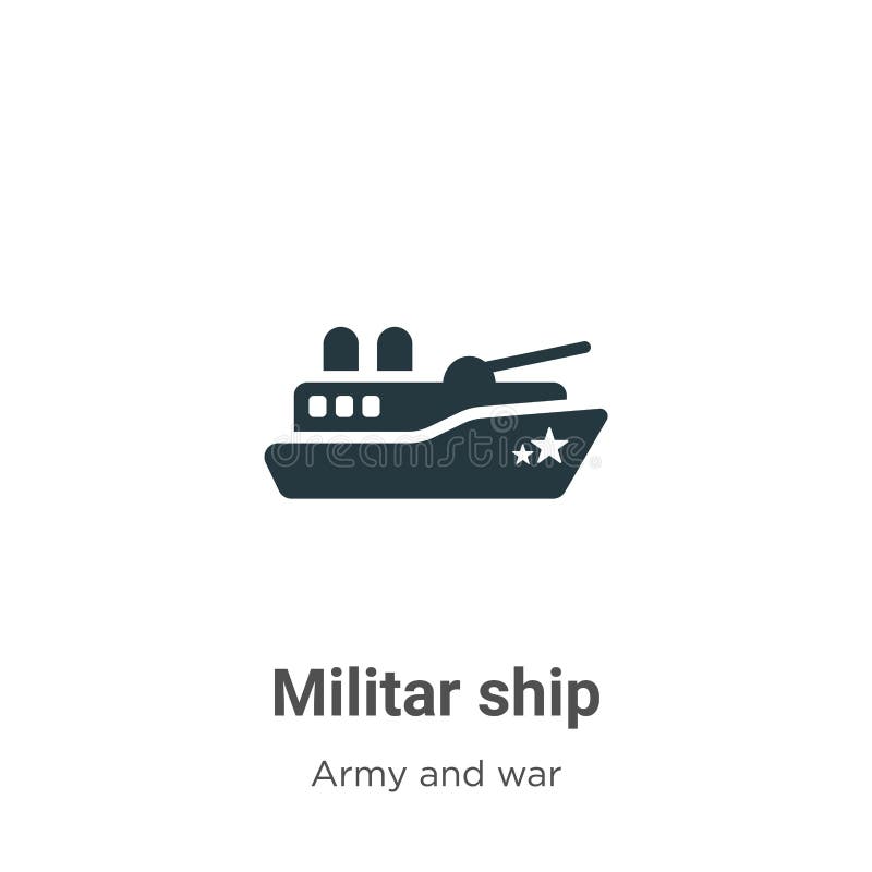 Militar Ship Vector Icon on White Background. Flat Vector Militar Ship ...