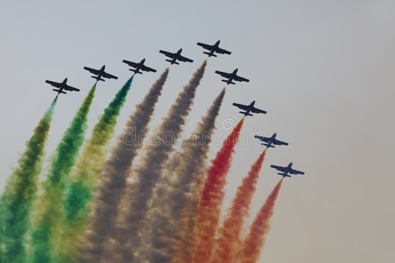 Military Airbase Cameri, the Italian Acrobatic Team `Frecce Tricolori ...