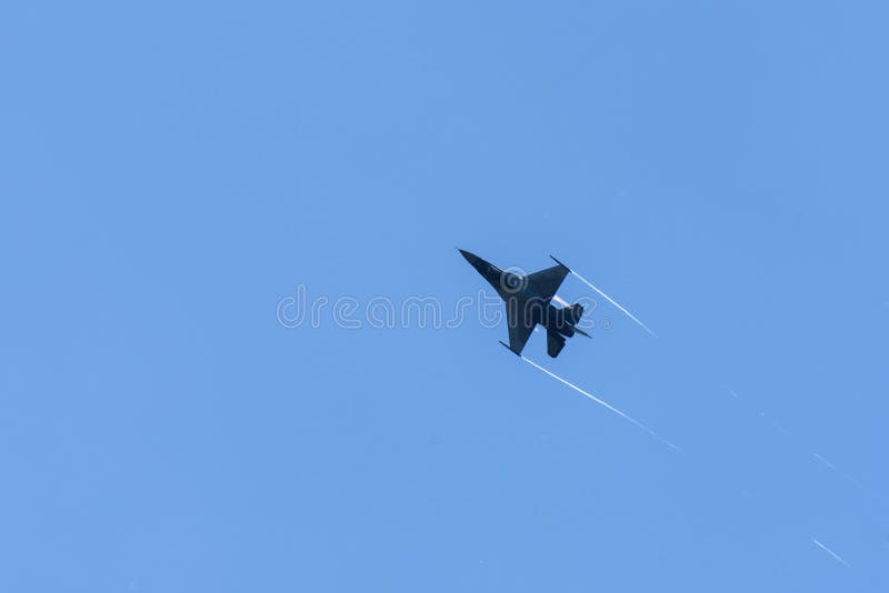 Military Aircraft Flying Over Blue Stock Photo - Image of airliner ...