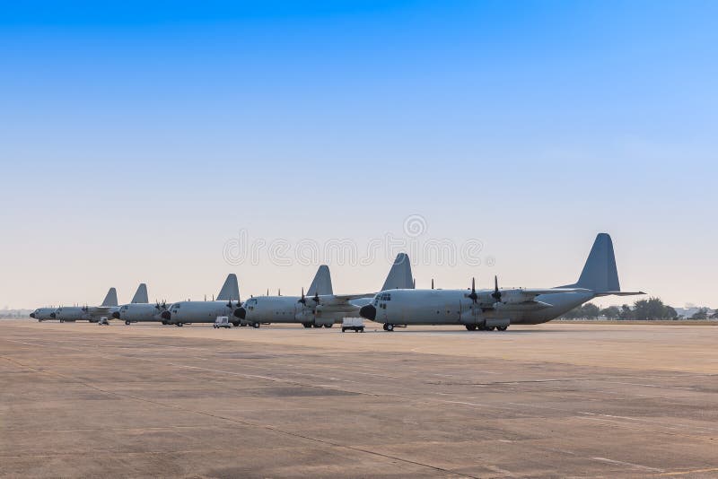 Military Aircraft on the Runway. Stock Image - Image of airview, royal ...