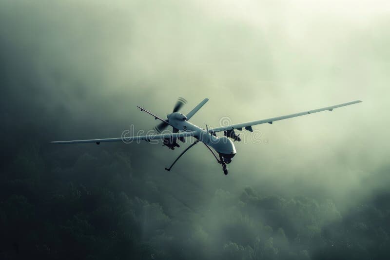 A Military Aircraft Soaring Above the Clouds, with a Clear Blue Horizon ...