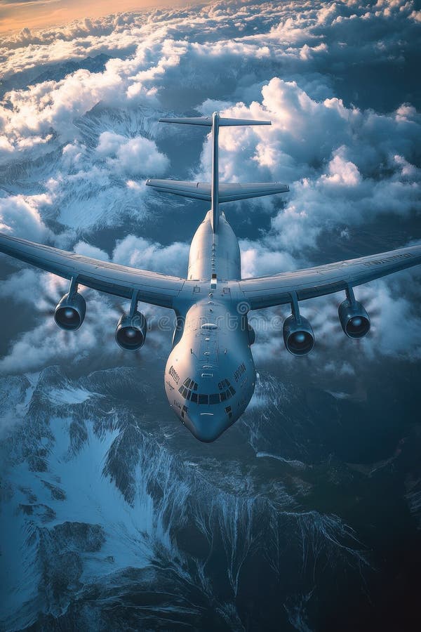 Military Aircraft Soaring Overhead Amidst a Dramatic Sky Filled with ...