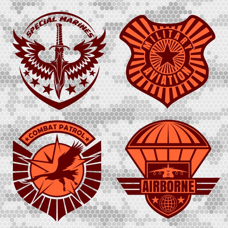 Military Airforce Patch Set - Armed Forces Badges and Labels Logo Stock ...