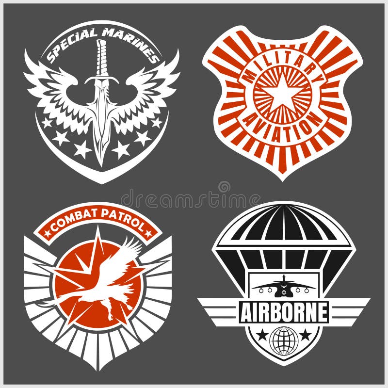 Military Airforce Patch Set - Armed Forces Badges and Labels Logo Stock ...