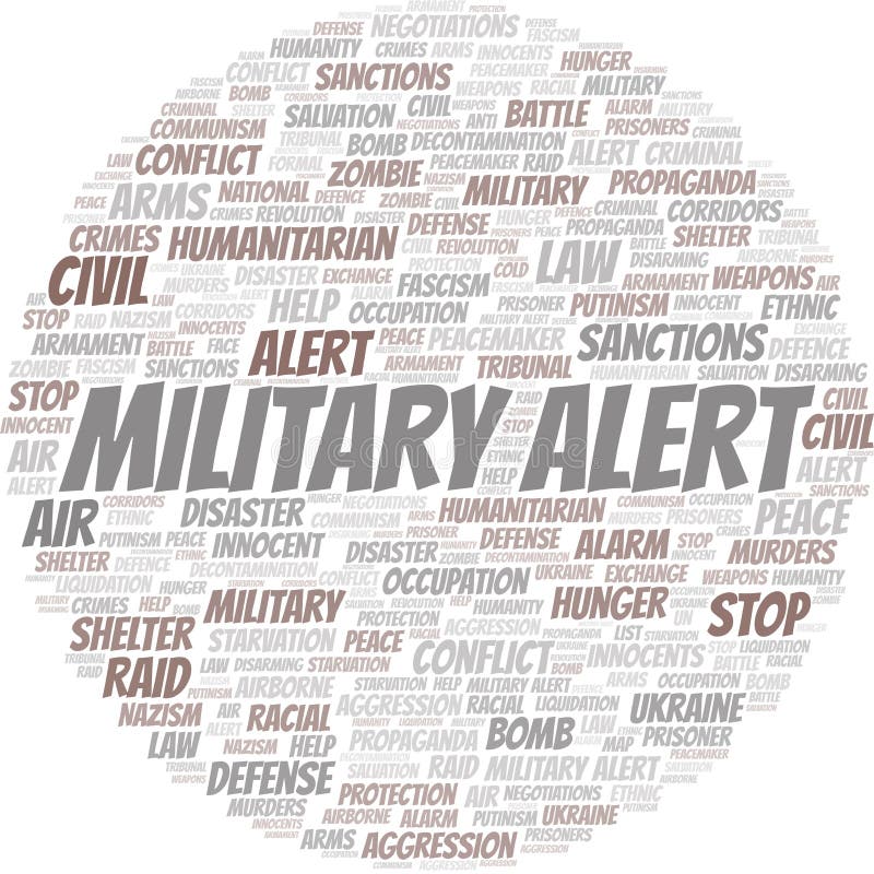 Military Alert Word Cloud. Vector Made with the Text only. Stock Vector ...
