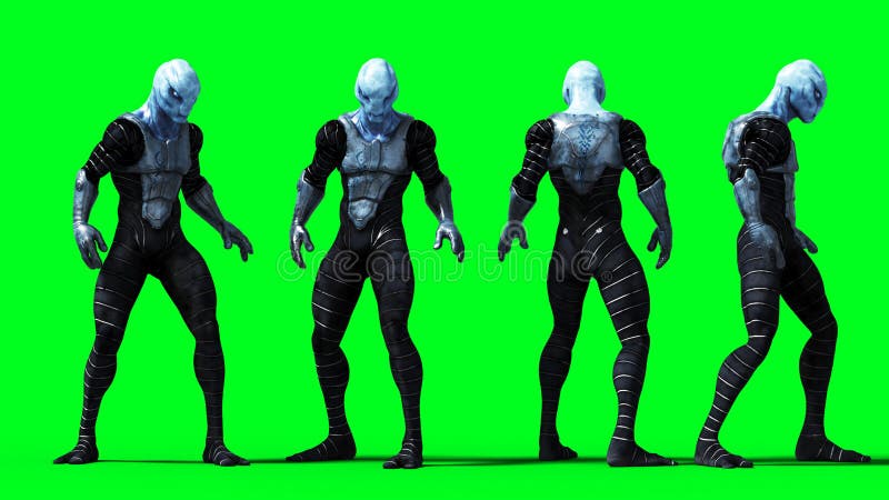 Military Alien Isolate on Green Screen. 3d Rendering. Stock ...