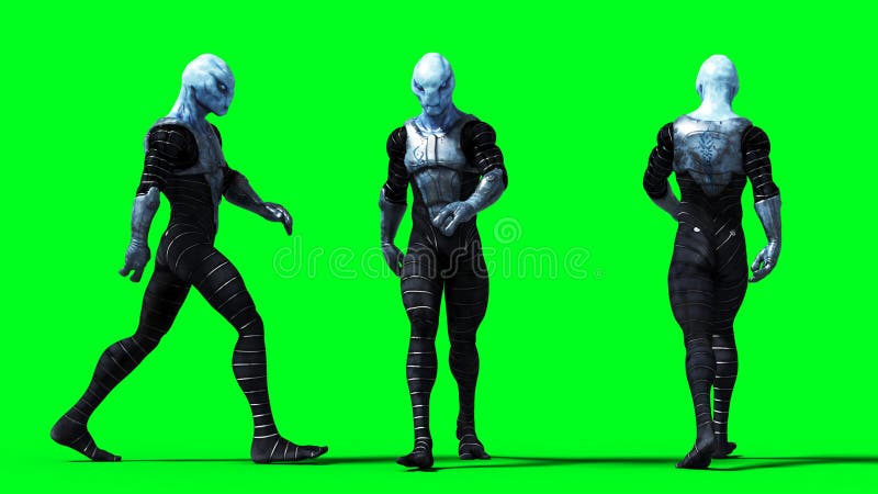 Military Alien Isolate on Green Screen. 3d Rendering. Stock ...