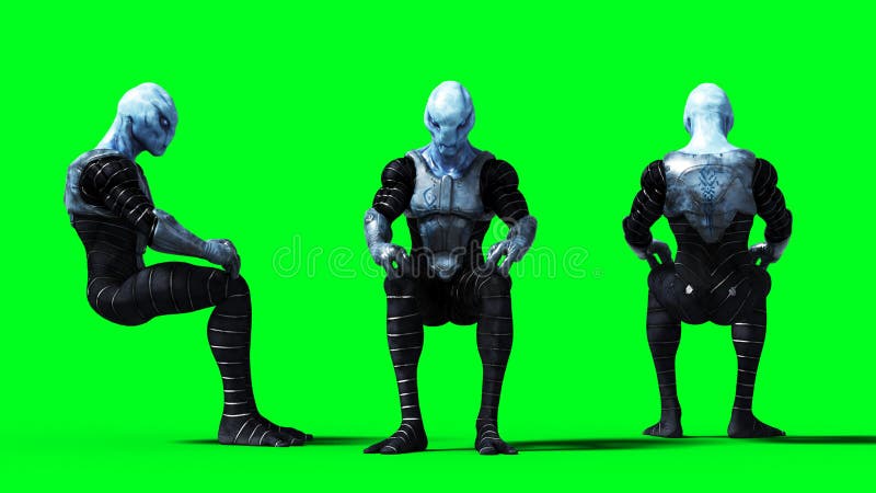 Alien Isolate on Green Screen. UFO Concept. Realistic 3d Rendering ...