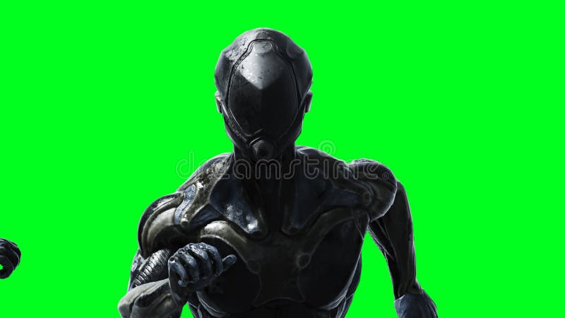 Military Alien Soldier Isolate on Green Screen. 3d Rendering. Stock ...
