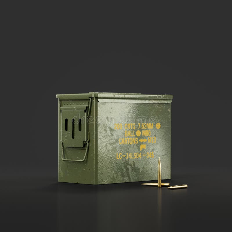Military Ammo Box, Ammunition Box, 3d Rendering Stock Illustration ...