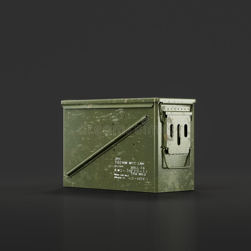 Military Ammo Box, Ammunition Box, 3d Rendering Stock Illustration ...