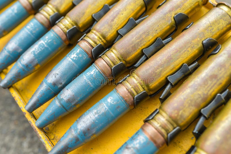 Military Ammunition, Heavy Machine Gun Bullet, Sign of War. Stock Image ...